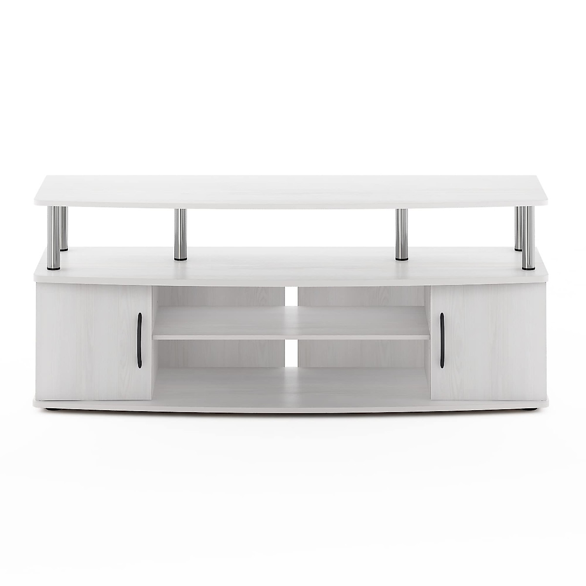 Furinno JAYA Large Entertainment Stand for TV Up to 55 Inch, White Oak/Chrome