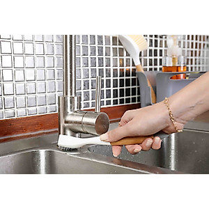 Full Circle and Brush Set, White Tiny Team Mini Dustpan and Micro Manager Home & Kitchen Detail Cleaning Brush, White