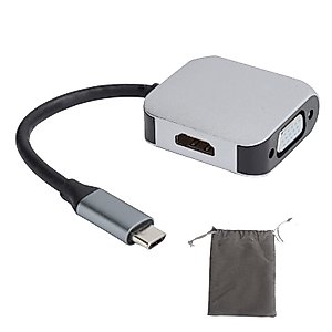 USB Type C Hub,HDMI Type C Hub Adapter,TypeC to HDMI Compatible + 1080P VGA USB Hub Docking Station Adapter,Plug and Play.