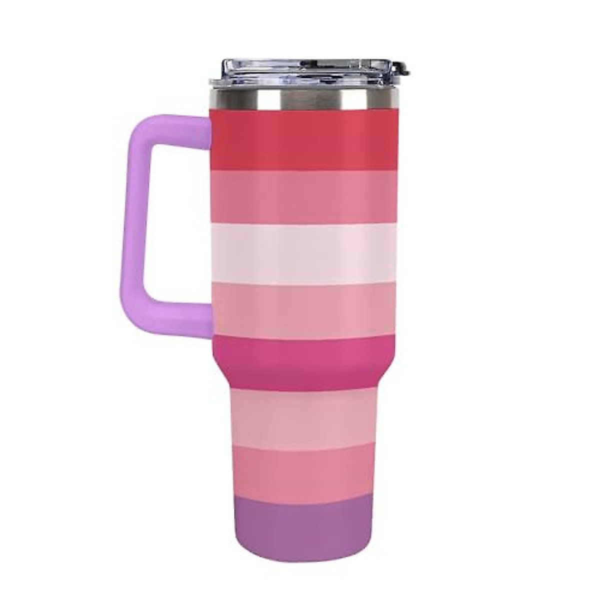 Lesbian Pride Flag 40 Oz Tumbler Insulated Stainless Steel Water Bottle Travel Mug Car Cup with Handle And Straw