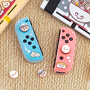 BelugaDesign Boba Dumpling Thumb Grips | Cute Food Pork Bun Face Bubble Tea | Kawaii Japanese Button Joystick Cap Cover | Compatible with Nintendo Switch Standard Lite OLED