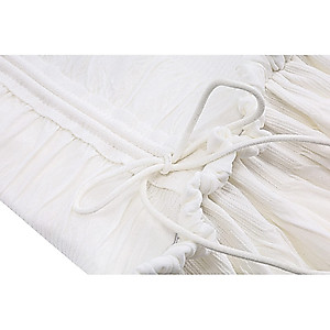 NUFIWI Women Ruffle Mini Dress Bodycon Square Halter Neck Smocked Short Dress Lace Up Ruched Party Y2k Dresses(A Cute White,S)