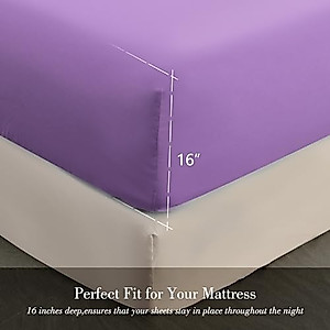 LONAVA King Size Sheet Set - 6 Piece Hotel Luxury Wrinkle-Free Microfiber Sheet, OEKO-TEX Certified, Breathable & Elastic, 16" Deep Pockets, Violet