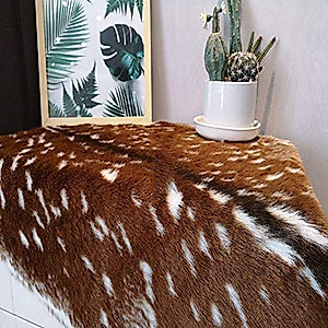 Faux Deer Rug Cowhide Rug Animal Rug Deer Print Rug Faux Cow Hide Western Area Rug Sika Deer Animals Mat Carpet for Home Living Room(5x6ft)