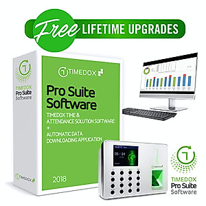 Timedox Silver Snow WiFi Biometric Fingerprint Time Clock Bundle, Including Software, 0 NO Monthly Fees, 180 Days Live Support, Free Unlimited Backup and Storage, 2-Yr Warranty