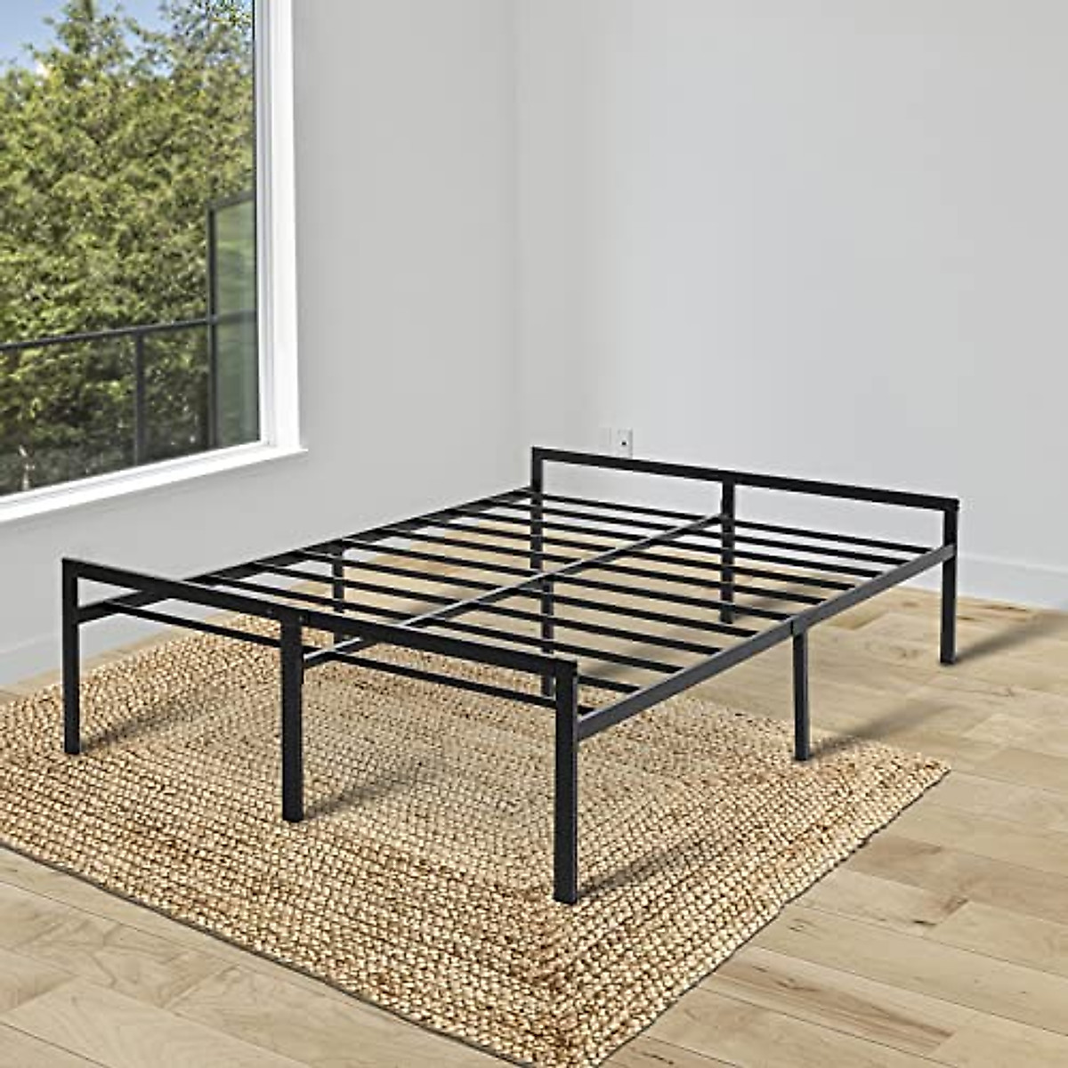 Mofesun Metal Bed Frame Full - Black Metal Platform Bed 14 Inch with Storage, Heavy Duty Easy Assembly No Box Spring Needed (Full)