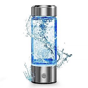 Hydrogen Water Bottle, Portable Hydrogen Water Ionizer Machine, Hydrogen Water Generator, Rechargeable Hydrogen Rich Water Glass Health Cup for Home Travel（Silver）