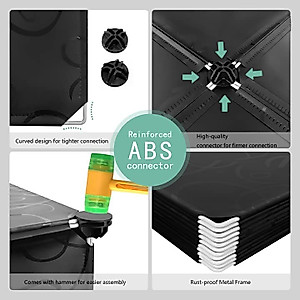 16 Cubby Clothes Storage Shelves, Cube Plastic Closet Organizer with Doors, 12" × 12" Modular , Portable Closet Wardrobe for Bedroom, Home, Black (4 × 4 Cubes)