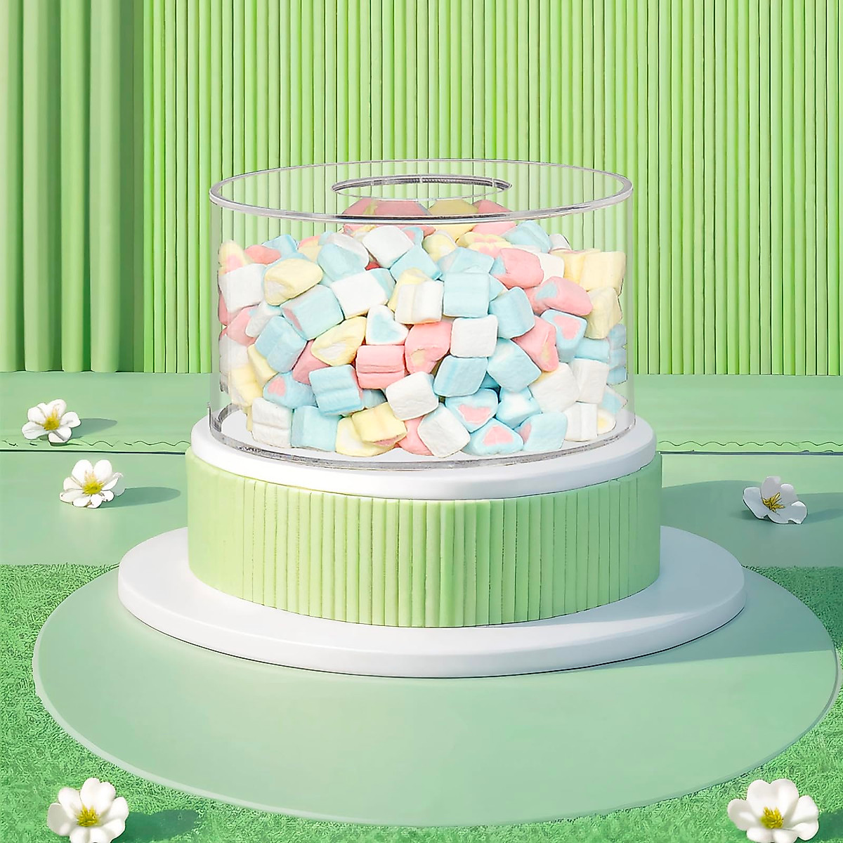 Cutora 3PCS Acrylic Cake Stand Fillable Clear Cake Riser Box Cylinder Round Display Case for Wedding Birthday Party 3 Tiers 8" 10" 12"