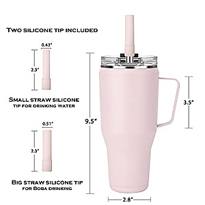 Zenbo 40 oz Tumbler with Handle and Straw Lid | Insulated Cup Reusable Stainless Steel Water Bottle Travel Mug Cupholder Friendly,Leak Proof,Dishwasher Safe