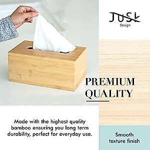 JUSK Design Tissue Box Holder, Modern, Minimalist, and Durable Wooden Tissue Box with Sliding Bottom, Easy-Refill Premium-Quality Bamboo Tissue Box Cover, Fits 184-Count Box, Rectangular