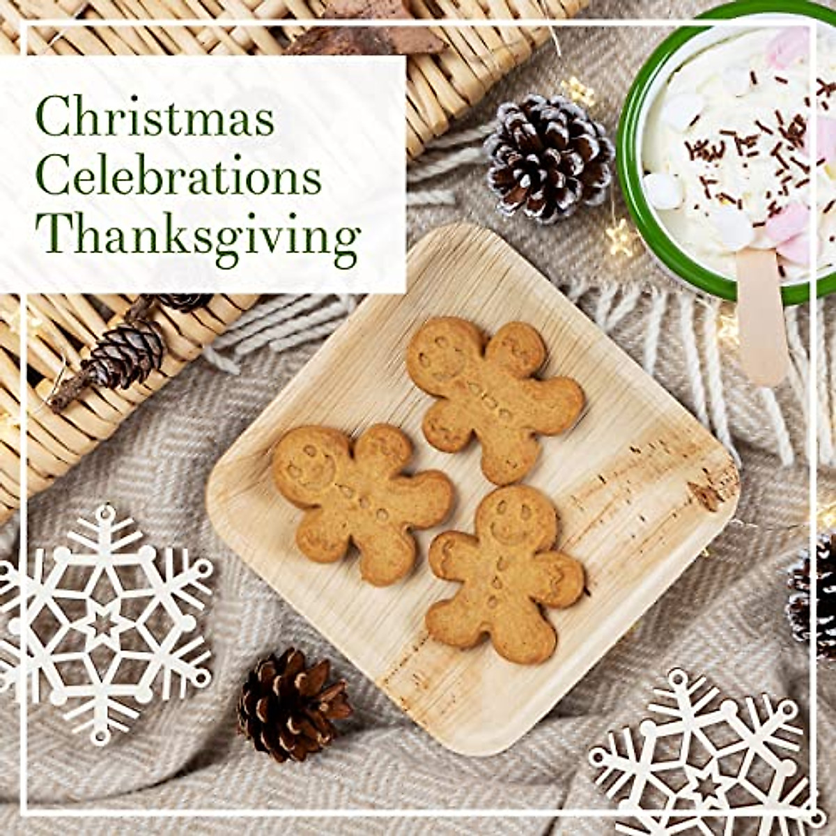 Palm Leaf Plates - Compostable and Grease Resistant 6 Inch Square Plates - Eco Friendly Plate is 100% Natural, Sturdy & Microwave Safe - Disposable & Biodegradable Wood Alternative to Bamboo Plates