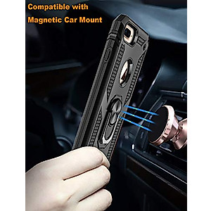 LUMARKE iPhone 8 Plus Case,iPhone 7 Plus Case with Sreen Protector,Pass 16ft Drop Test Military Grade Cover Cover with Magnetic Kickstand Protective Phone Case for iPhone 8 Plus/7 Plus/6 Plus Black