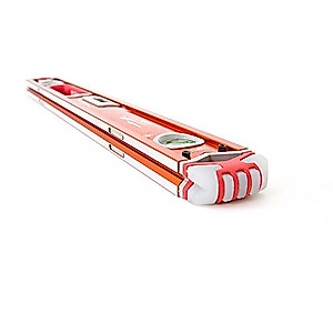 Swanson Tool Co SVB24M 24 inch Savage Magnetic Annodized Aluminum Box Beam Level with Gelshock End Caps and 3 Bubble Vials for 0°/90°/45° Measurements—Contractor Series