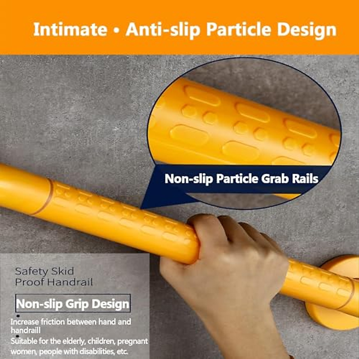 Psmpeng Bathroom Grab Rails 304 Stainless Steel Shower Handle Bathtub Grab Bar with Safety Circles Handrail ?for Elderly Disabled Toilet Seniors Kitchen(Black,30cm)