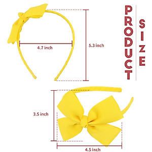 MEEDEE Hairband, Yellow Grosgrain Bow Headband for Girls Toddlers Kids Party Decor Cosplay Costume Headwear Makeup Handmade Hair Band, 1 PC