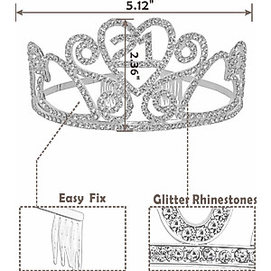 21st Birthday Sash and Tiara for Women - Fabulous Set: Glitter Sash + Floating Heart Rhinestone Silver Premium Metal Tiara for Women, 21st Birthday Gifts for 21st Birthday Party