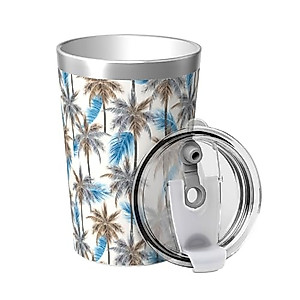 maleuei Tropical Leaf Dark Hawaiian Art Pattern - 12oz Travel Coffee Mug with Lid - Reusable Insulated Stainless Steel Coffee Tumbler Tea Cup Gifts for Women Men Him Her