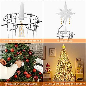 Christmas Tree Light with Star Topper, 10.5ft x15 Lines String Lights, 322 LED Christmas Curtain Fairy Lights with 8 Lighting Modes, for Xmas Tree Indoor Outdoor Party Garden Decor, Warm White