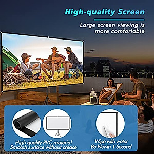 OWLENZ 100" New Upgrade PVC Projector Screen with Tripod Stand 16:9 4K HD Anti Crease Portable Projection Screen for Indoor Outdoor Movie Nights Film Screen