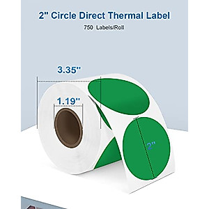 POLONO Label Printer, PL420 4x6 Thermal Printer, High-Speed Shipping Label Printer, Commercial Direct Thermal Printer, 2" Green Circle Thermal Sticker Labels, Self-Adhesive Stickers Labels