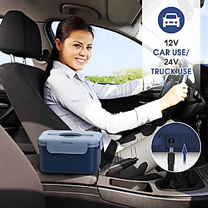 Carsolt Electric Lunch Box Food Heater Upgrade 3 in 1 Portable Food Warmer 100W Leakproof Heated Lunch Box for Adults Car/Truck/Office with 1.8L SS Container Fork Spoon Carry Bag, 12V/24V/110V