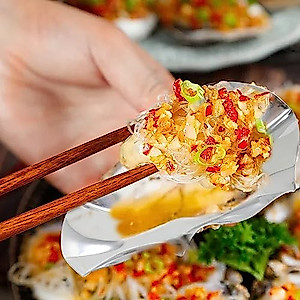 Honbay 6PCS Stainless Steel Oyster Shells Reusable Food Shell Pans Clam Grilling Shells Kitchen Metal Oyster Dish for Cooking Seafood Scallop Shrimp