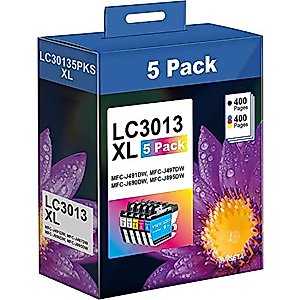 LC3013 5PKS High Yield Compatible Ink Cartridge Replacement for Brother LC3013 LC-3013 LC3011 Work with MFC-J690DW MFC-J895DW Printer (2 Black, 1 Cyan, 1 Magenta, 1 Yellow)