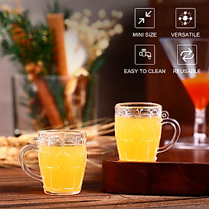 Lallisa 100 Pack Mini Plastic Beer Mugs Clear Oktoberfest Shot Glasses for Beer Fest Wedding Outdoor Sports Party BBQ Outdoor Picnics or Birthday Party