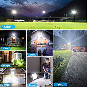 Yolovis Flood Lights Outdoor with Plug,100W 10000LM Super Bright LED Work Light,IP66 Waterproof Security Light,Outside Floodlight for Garage,2 Pack