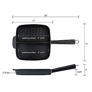 MasterPan Non-Stick Cast Aluminium 2-Section Meal Skillet, 11", Black