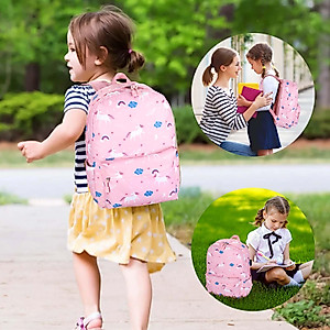 SCIONE Cute School Backpack for Girls, Teens School Bag with USB Charging Port Water-Resistant Pink Canvas Bookbag, Preschool Daypack Elementary BackBag, Back to Shool Supplies Gifts for Kids