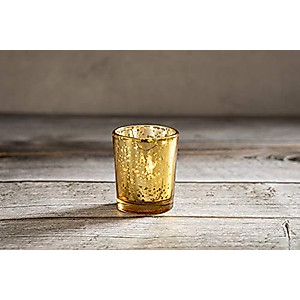Mercury Glass Votive Candle Holders - Bulk Set of 36, Gold Candle Holders for Tables at Weddings, Parties, Special Occasions with Weighted Base ,Vintage Glow