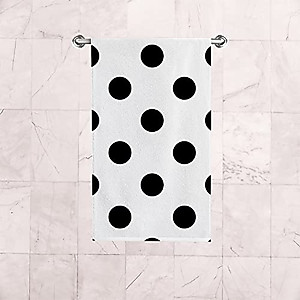 Vantaso Bath Hand Towels Set of 2 Black White Polka Dot Thin Soft and Absorbent Washcloths Kitchen Hand Towel for Bathroom Hotel Gym Spa