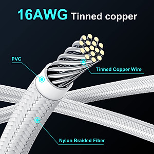 Bangfun 16Pin RTX 4070Ti GPU Power Adapter Cable, PCI-e 5.0 16Pin(12+4) to 2x8Pin Male to Female 12VHPWR Extension Cable Design for Geforce RTX 4070 Super 4070Ti 5070 5080-13 Inch White