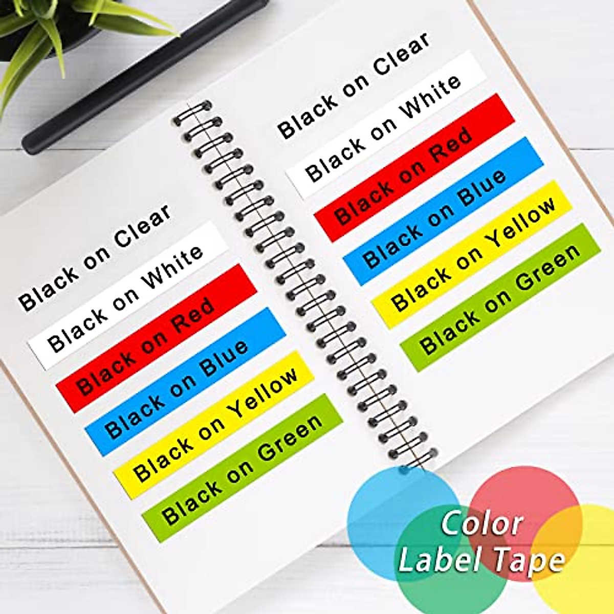 6 Pack Compatible Label Tape Replacement for Brother Ptouch Label Maker Tape 12mm 0.47 Laminated Tze Tape TZe231 131 431 531 631 731(White/Clear/Red/Blue/Yellow/Green) for PT-D210 H110 PTD200