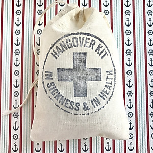 10 Navy Hangover Kit Bags | Bachelorette Favor Bags Wedding Welcome Survival Recovery Party Bag Muslin Gift Groomsmen Bachelor Bridesmaid Bridal