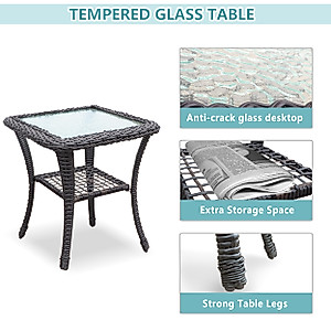 ATR ART TO REAL Outdoor Bistro Rocking Chair Set of 3 Pieces, Outdoor Resin Wicker Rocking Patio Chair, Outdoor Rocking Chairs with Cushions, Outdoor Rattan Conversation Sets