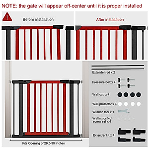Costzon Baby Safety Gate, 29.5-38’’ Dog Gate for Doorways, Auto Close Pressure Mounted Fits Opening, Kit Easy Walk Through, Extendable Pets Gate Barrier for Stairs, Doorway, Kitchen (Coffee)