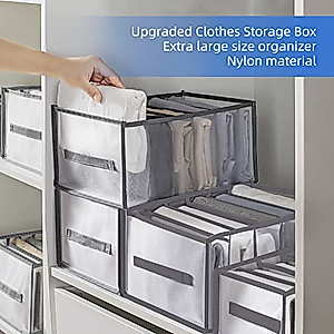 XJJX Closet Organizers and Storage, Draw Clothes Organizer, Shirt Organizer Jean Organizer for Closet, Wardrobe Closet Organizer for T-Shirts,Sweater, Legging, Stocking, Underwear, Skirts, Jeans, Pants (Extra Large 6PCS)