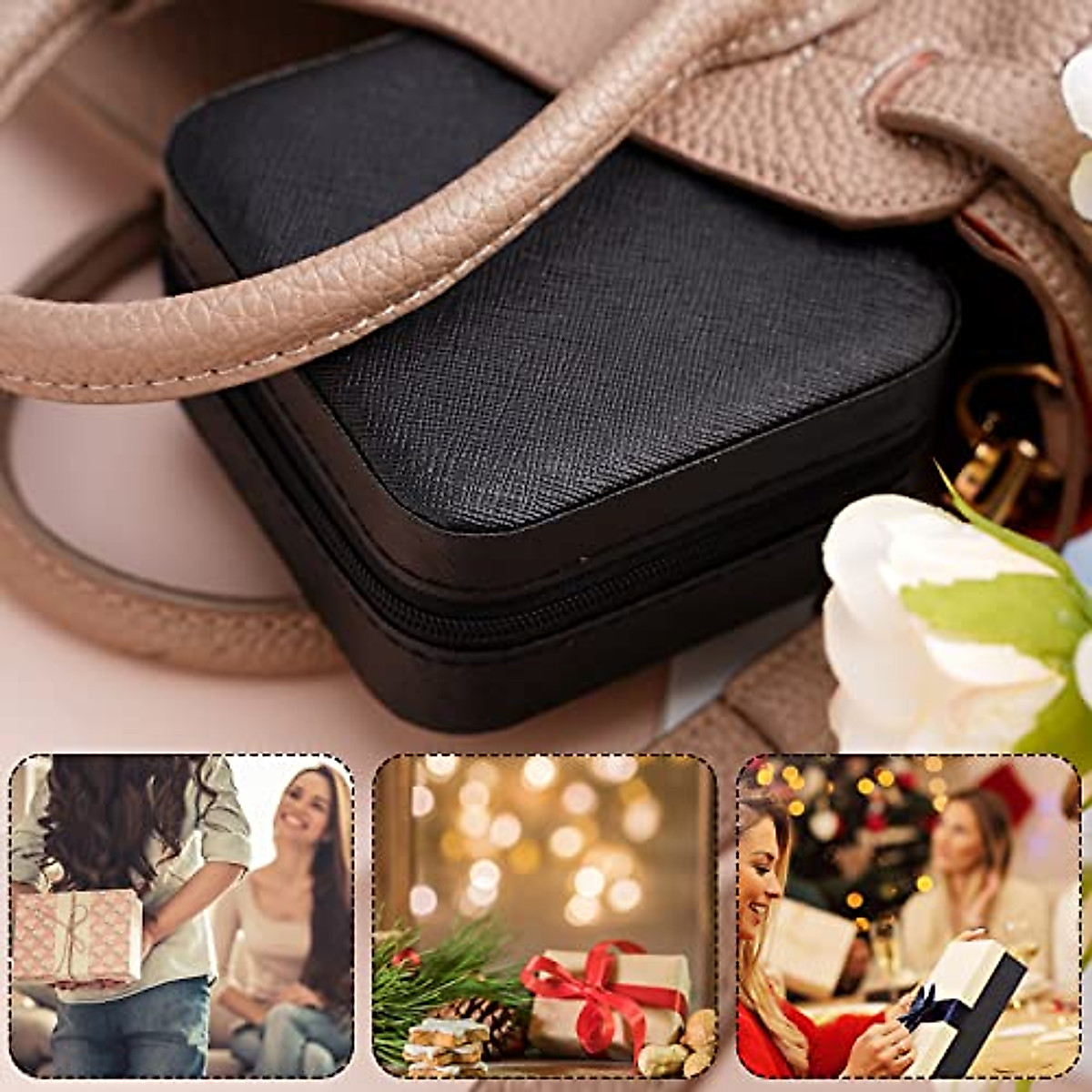 Portable Travel Mini Jewelry Box Leather Jewellery Ring Organizer Case Storage Gift Box Girls Women (4 color).