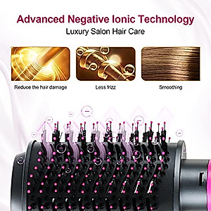 Hair Dryer Brush, 4 in 1 Detachable Blow Dryer & Volumizer Styler Hot Air Brush Hair Dryer Brush Blow Dryer Brush in One for Hair Drying Volumizing Straightening Curling Styling