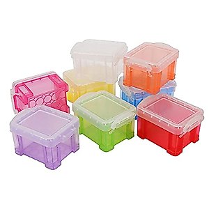 QYANG 3.3-inch 8-piece set of 8-color translucent plastic jewelry storage box, small toy storage box, mini desktop storage box, cosmetics storage box.