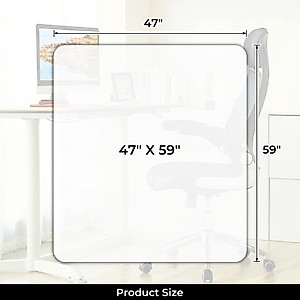 Chair Mat for Hard Wood Floors - Heavy Duty Floor Protector - Easy Clean (47''×59'')