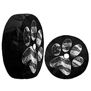 Foruidea Paws US American Flag Spare Tire Cover with Backup Camera Hole Wheel Tire Cover Fit Trailer, RV, SUV and Many Vehicle 17inch