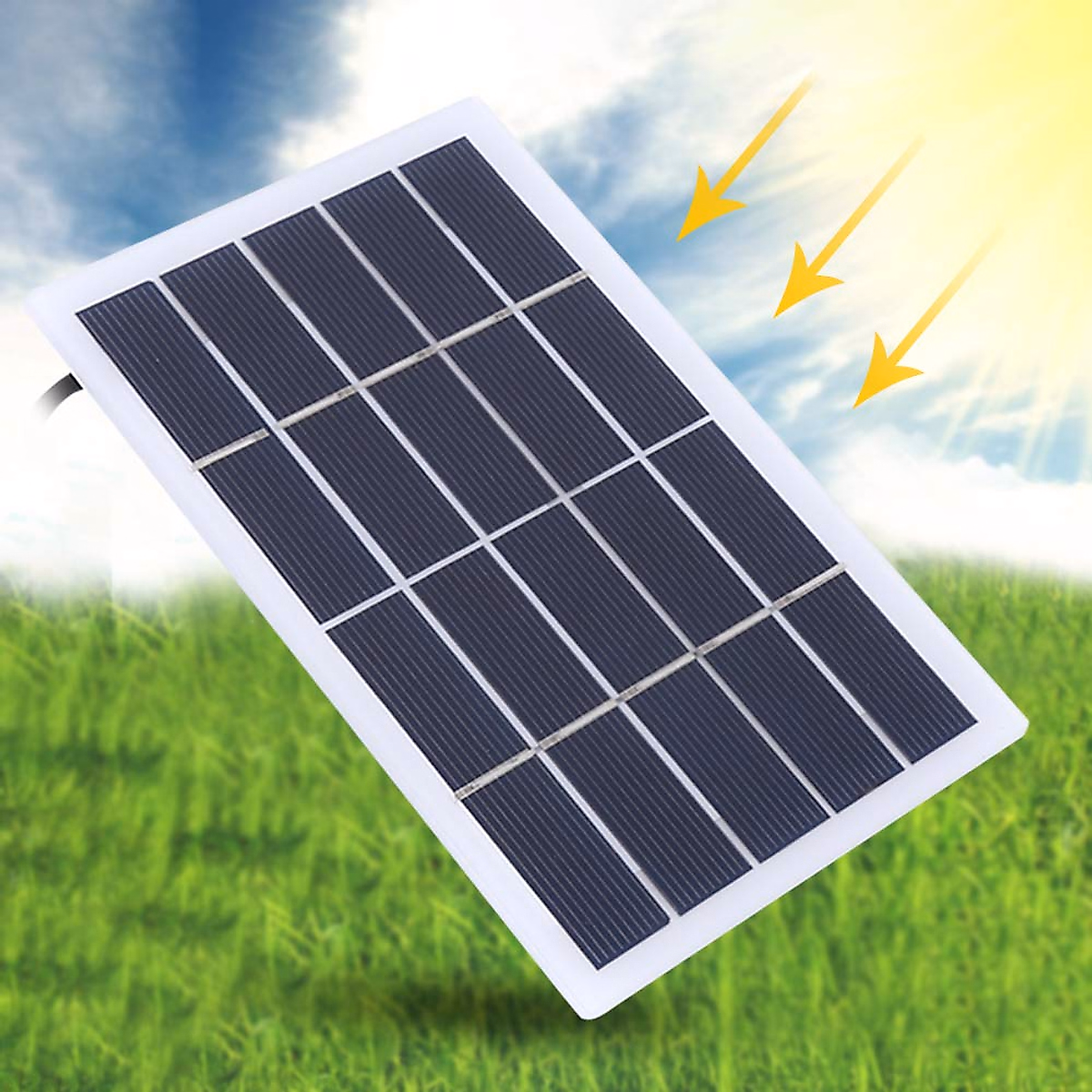 Flbirret 2W 5V Polysilicon Solar Charging Panel with DC Interface for 3.7V Battery - Ideal for Outdoor Garden Lamp and Low-Power Appliances