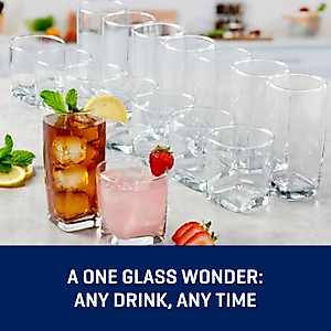 Anchor Hocking Rio Small and Large Drinking Glasses, Set of 16, Clear, 80850L13