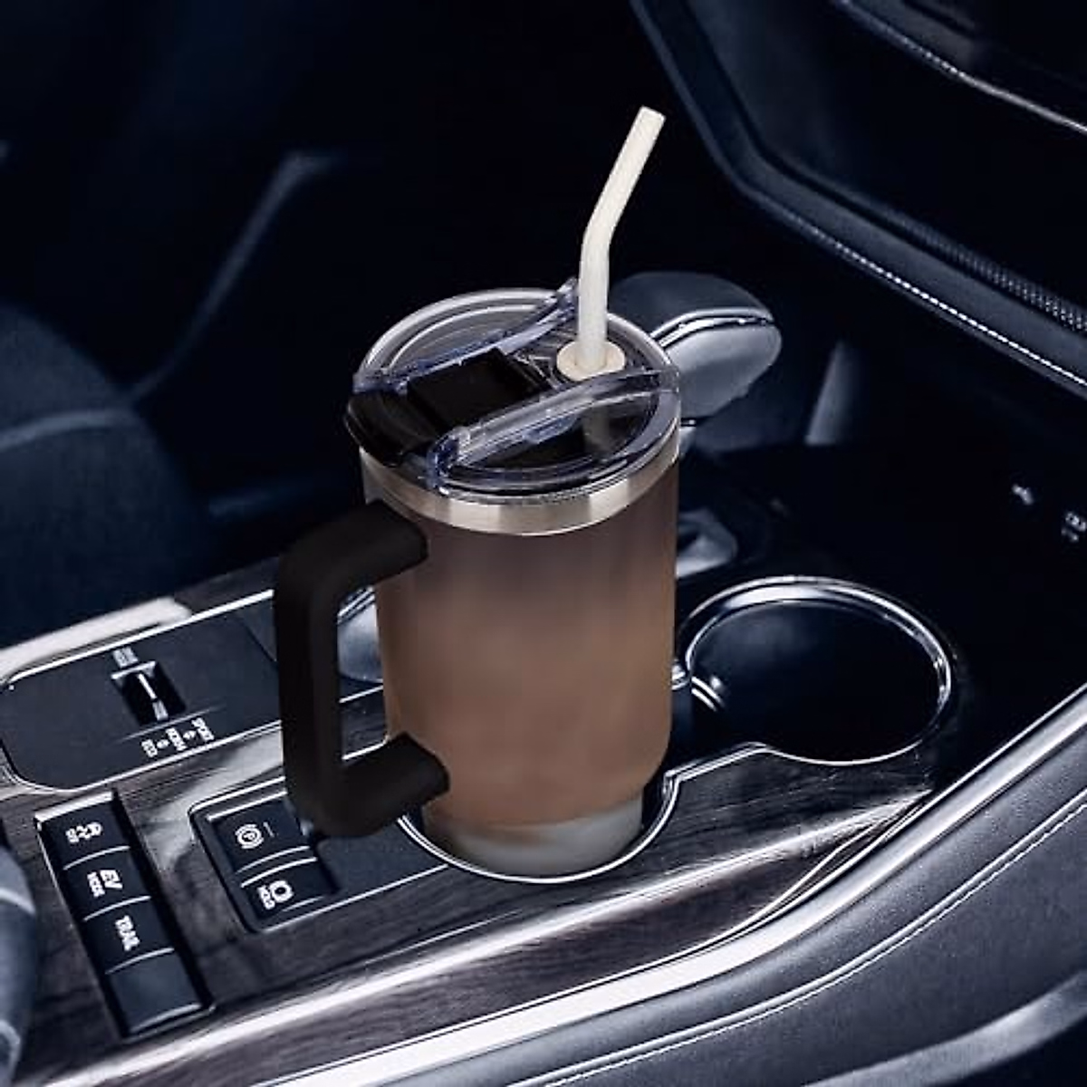 YTLKGFP 40 Oz Large Capacity Car Cup Cute Fox Tumbler with Handle (Black) Straw Lid Insulated Stainless Steel Water Bottle Travel Mug Leak-proof Car Cup Keeps Cold Or Hot