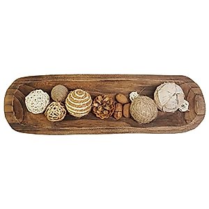 S-SNAIL-OO Wooden Dough Long Bowls Decor, Baguette Bowl Wooden Large Dough Bowl Centerpieces for Home, Rustic Wooden Decorative Bread Fruit Tray (20×6×2'')