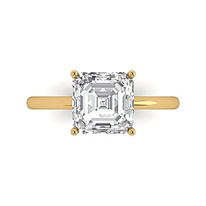 Clara Pucci 2.5 ct Asscher Cut Solitaire Moissanite Engagement Wedding Bridal Promise Anniversary Ring 18K Yellow Gold Size 3.5